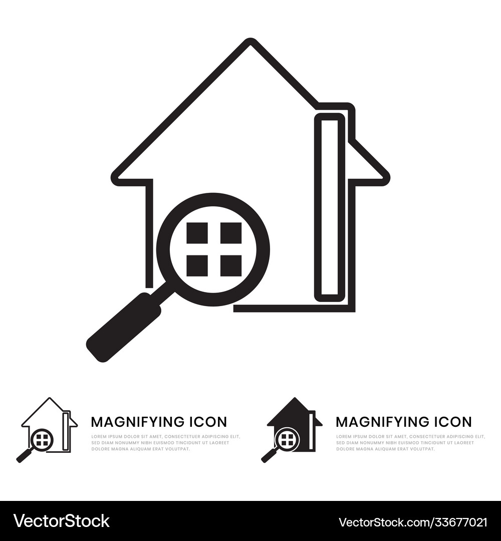 Home search icon isolated with a magnifying glass Vector Image