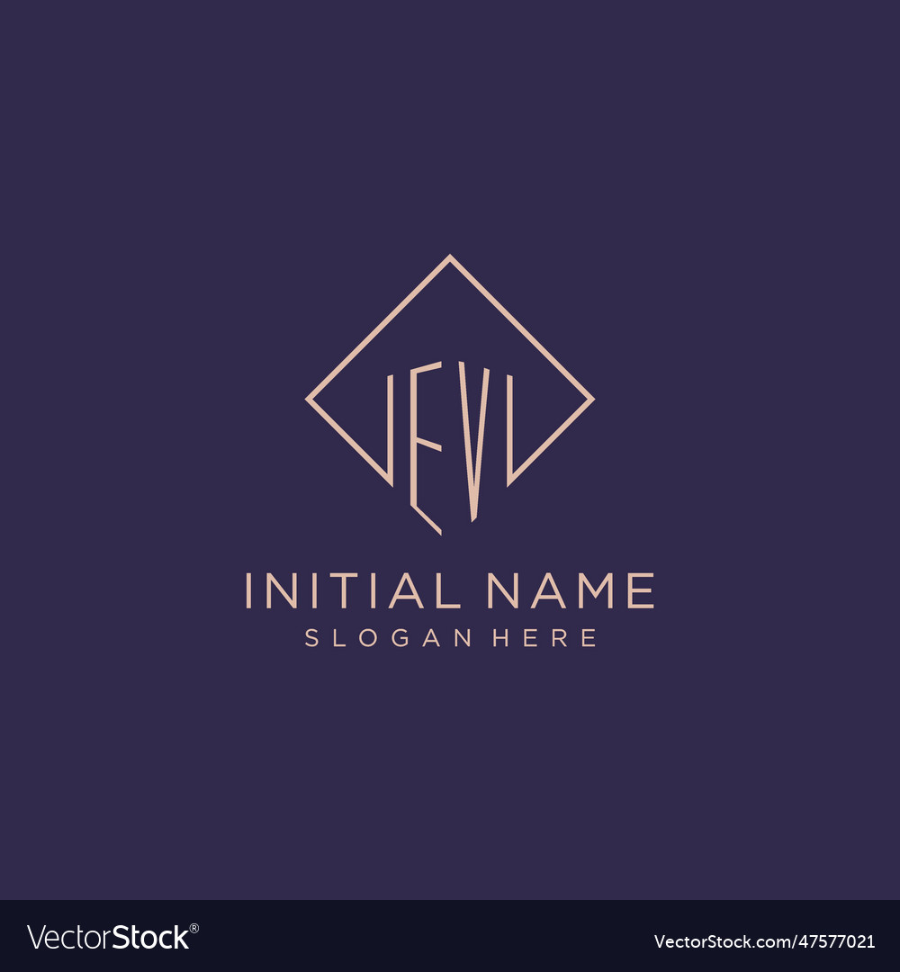 Initials ev logo monogram with rectangle style Vector Image