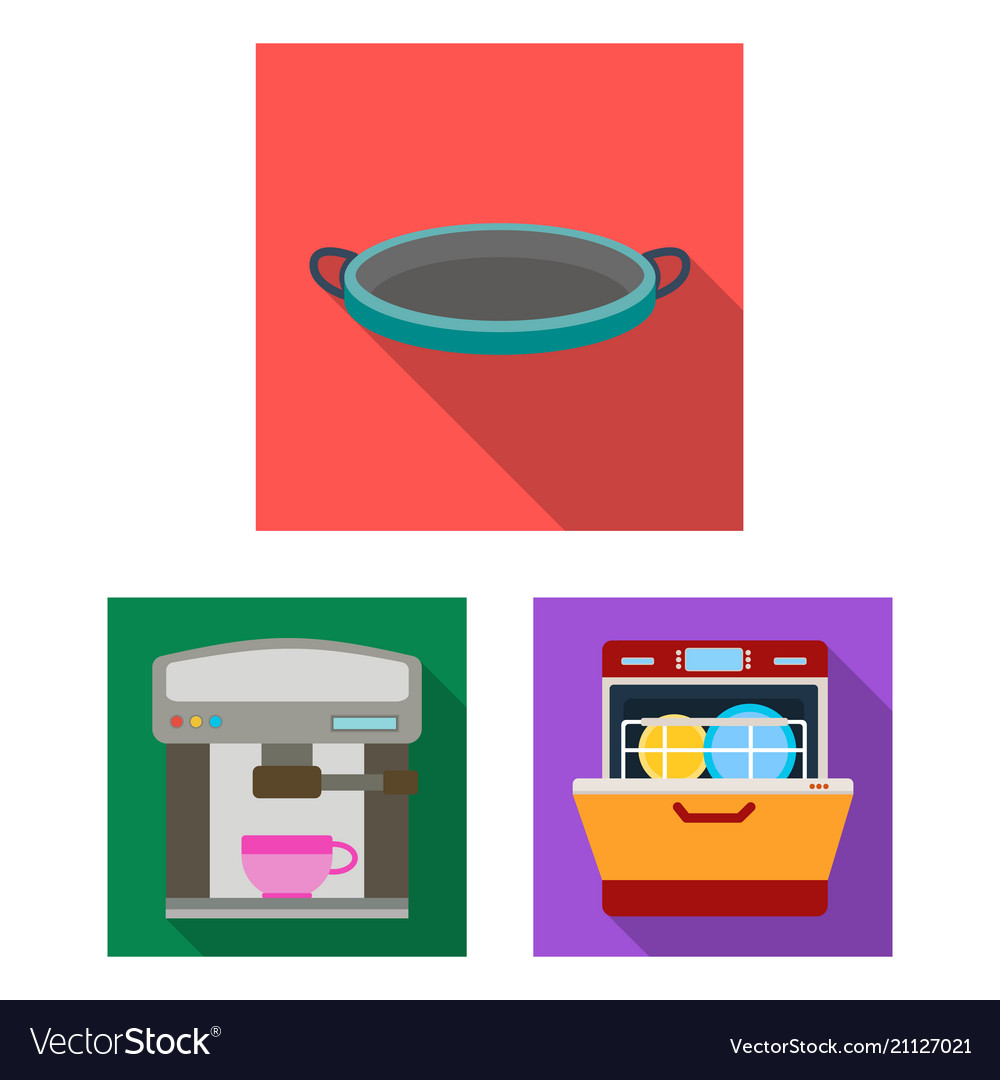 Kitchen equipment flat icons in set collection Vector Image