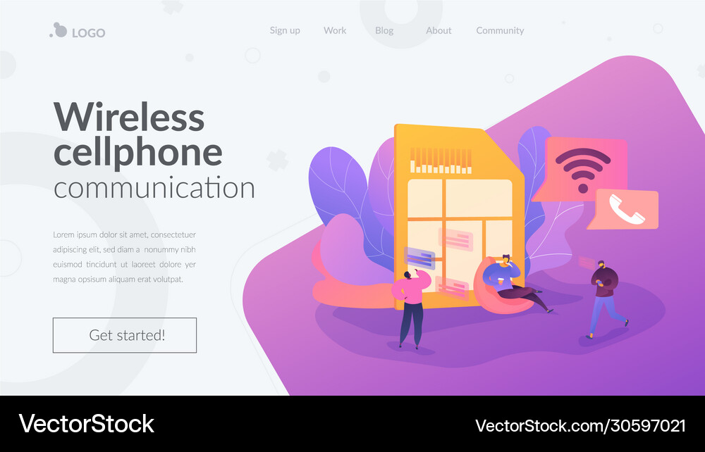 Mobile phones card landing page template Vector Image