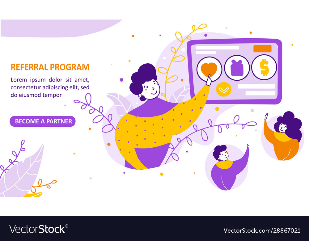 Referral program business partnership flat Vector Image