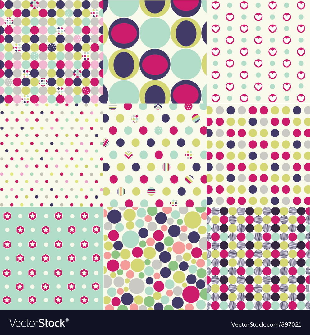 Seamless patterns polka dot set Royalty Free Vector Image