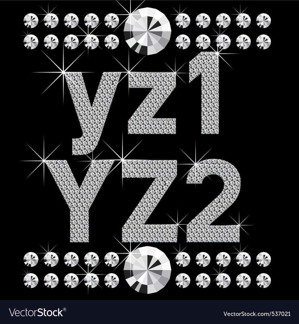 Set of diamond letters and numbers big Royalty Free Vector