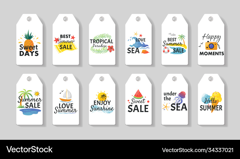 Summer sale labels collection special offer tags Vector Image