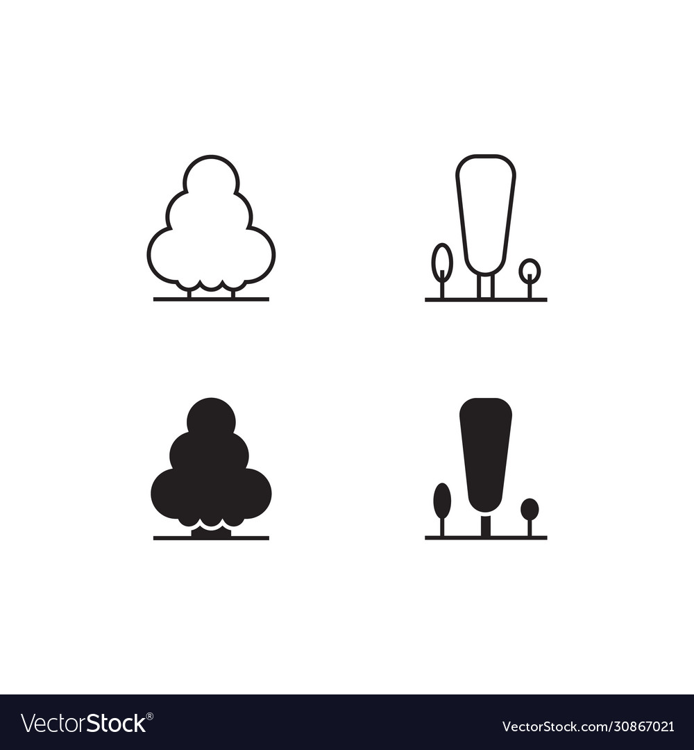 Tree line and solid icon logo symbol Royalty Free Vector