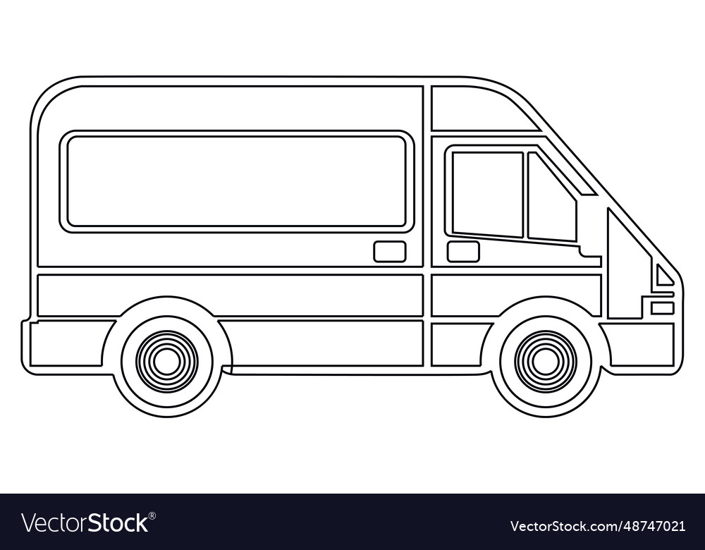 Van flat style outline Royalty Free Vector Image
