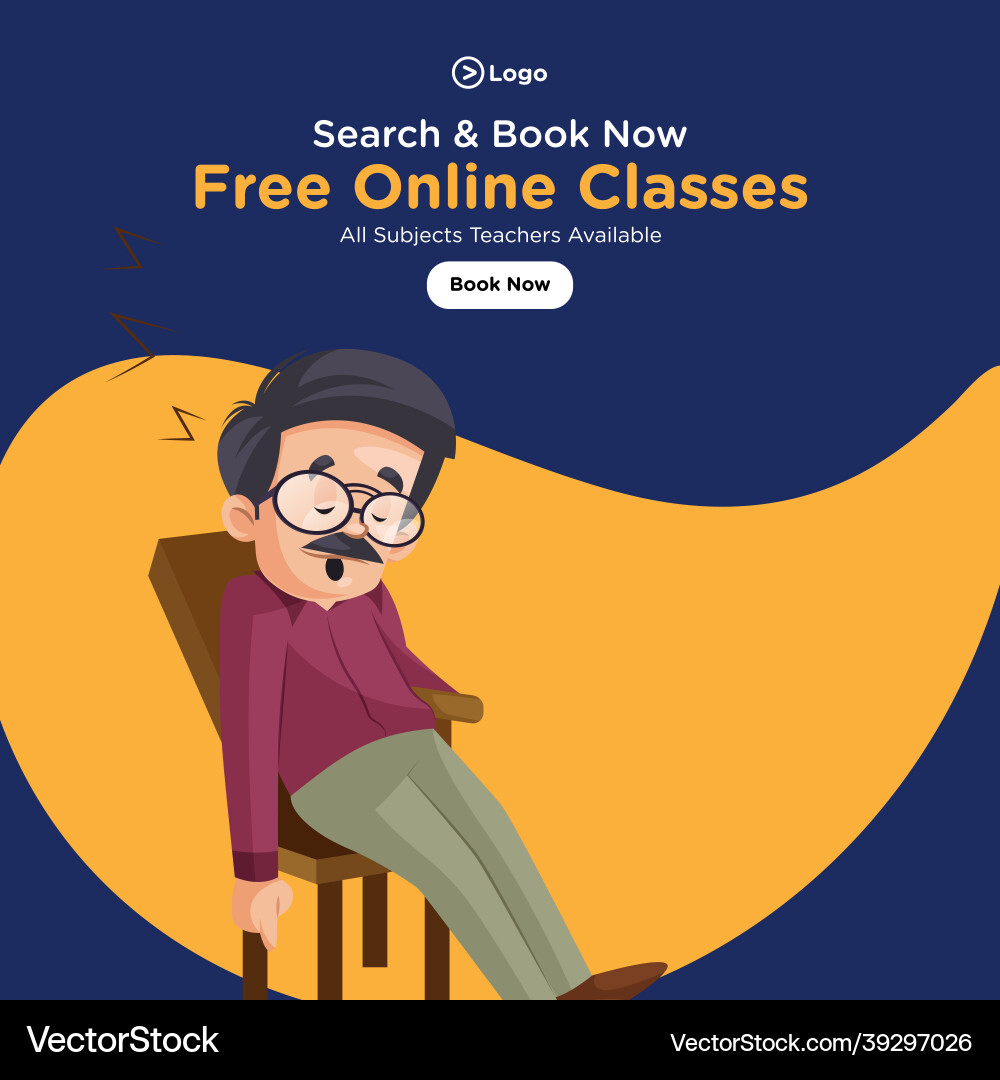 Banner design of free online classes Royalty Free Vector