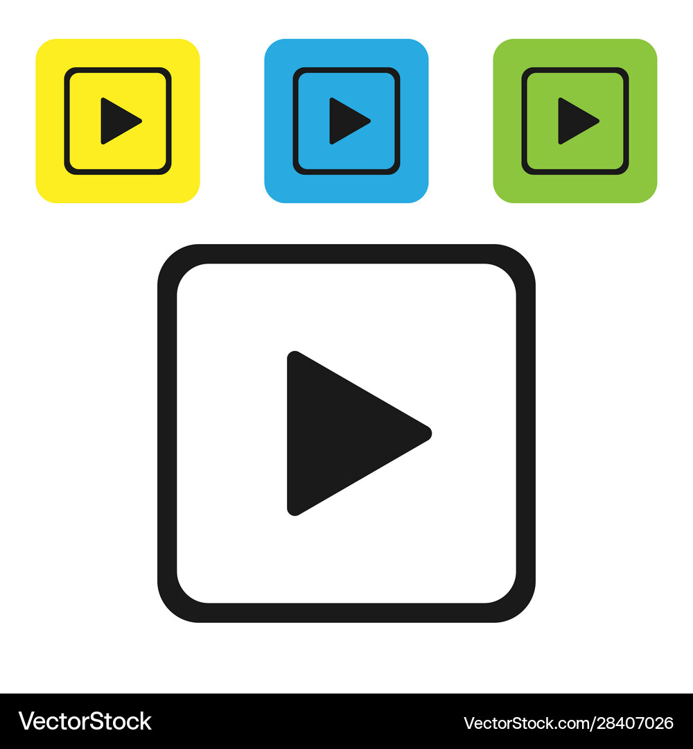 Black play in square icon isolated on white Vector Image