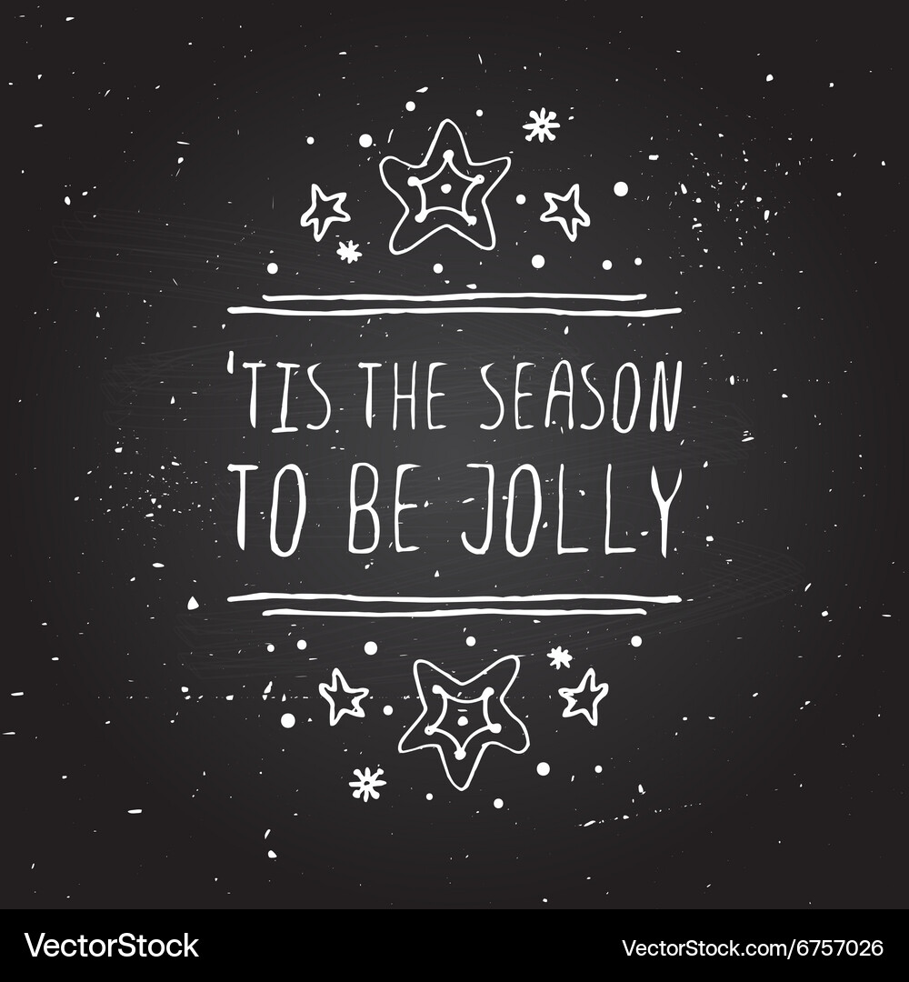 Christmas greeting card with text on chalkboard Vector Image