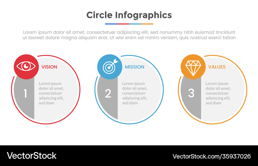 Circle infographic with 3 list point and modern Vector Image
