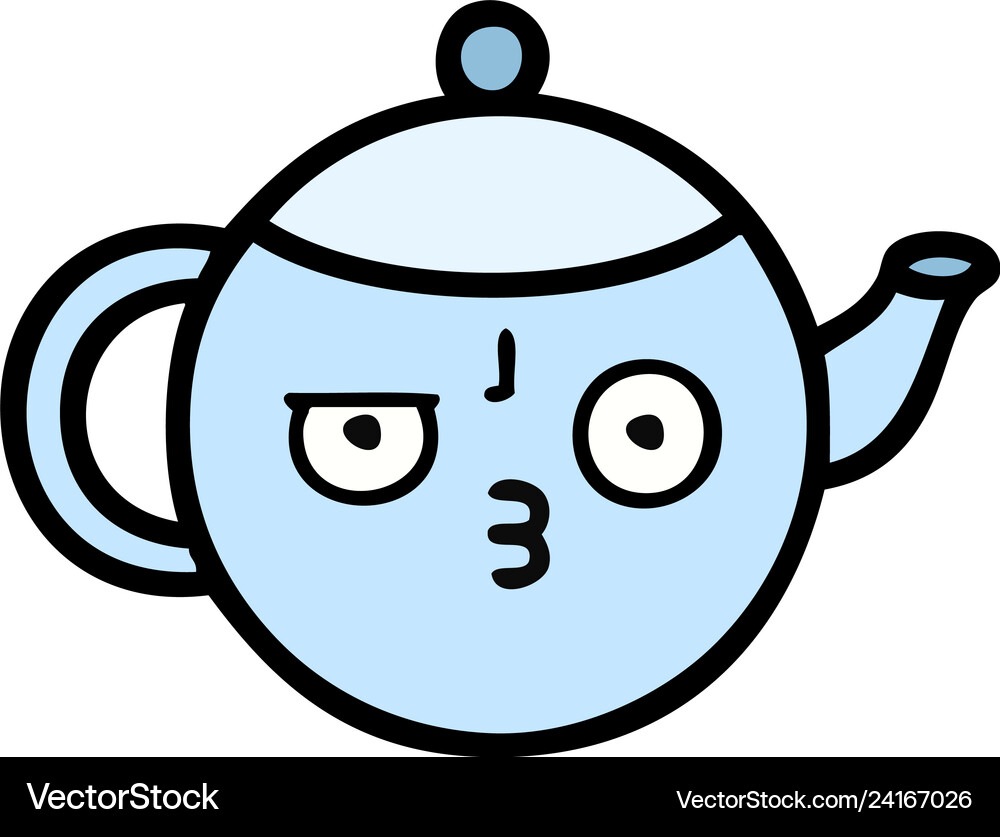 Cute cartoon tea pot Royalty Free Vector Image