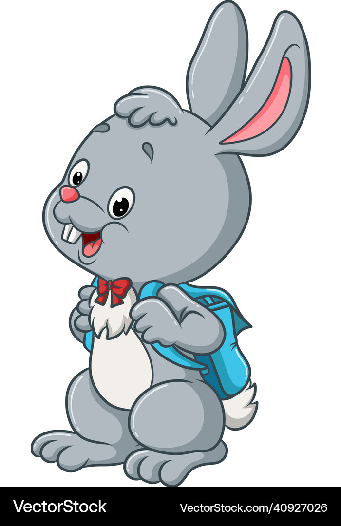 Cute rabbit is ready for school and bring its bag Vector Image