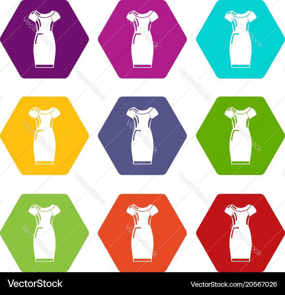 Dress icons set 9 Royalty Free Vector Image - VectorStock