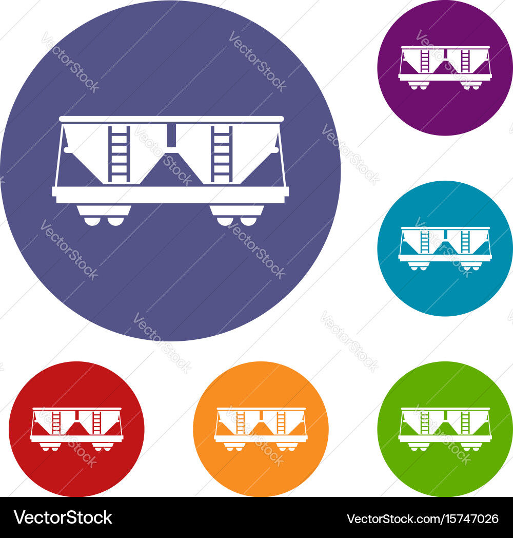Freight railroad car icons set Royalty Free Vector Image