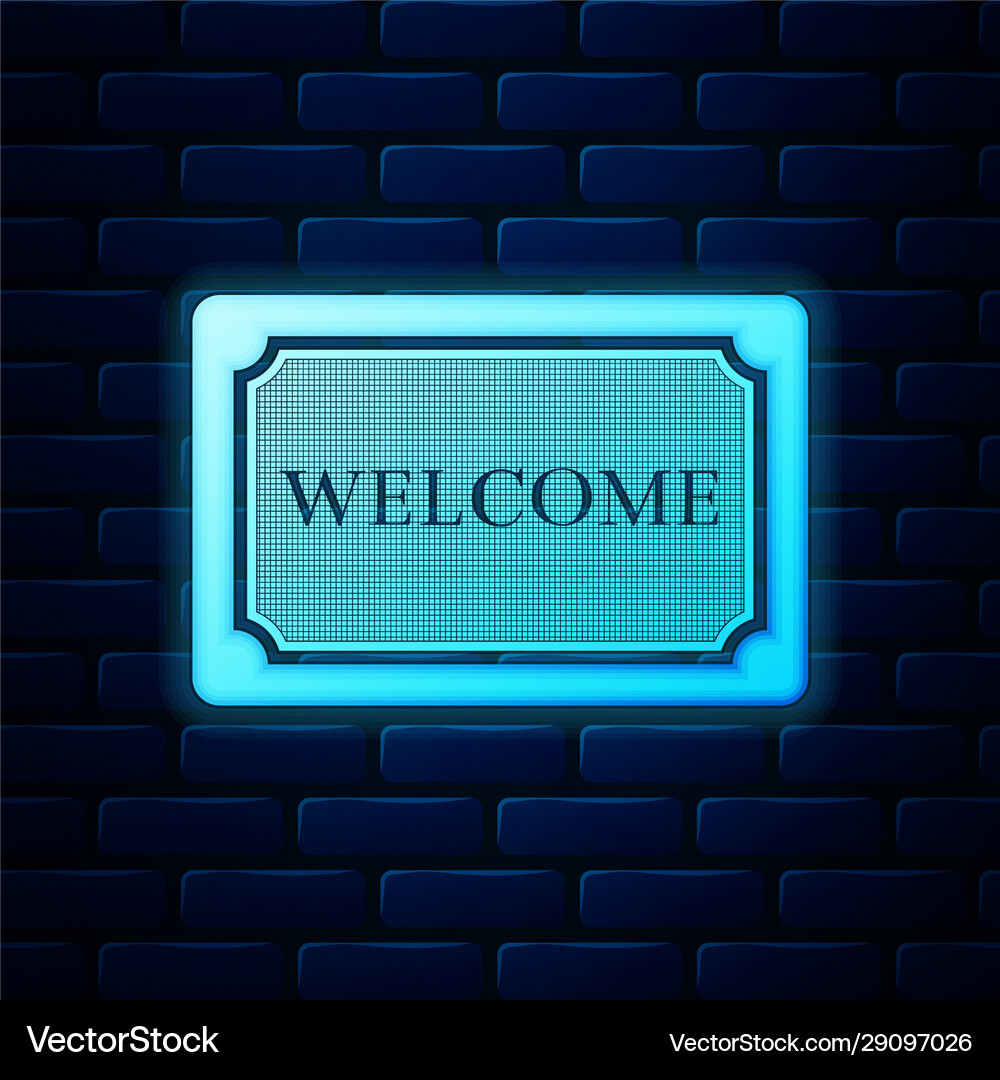 Glowing neon doormat with text welcome icon Vector Image