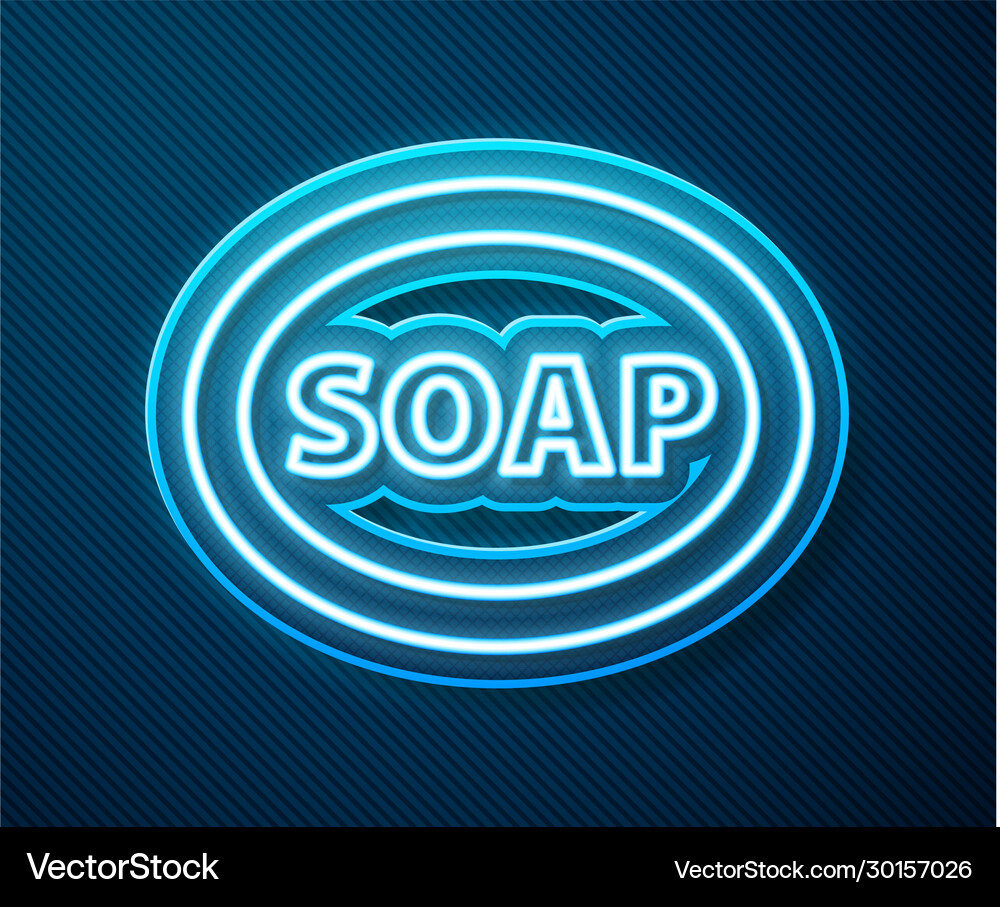 Glowing neon line bar soap icon isolated Vector Image