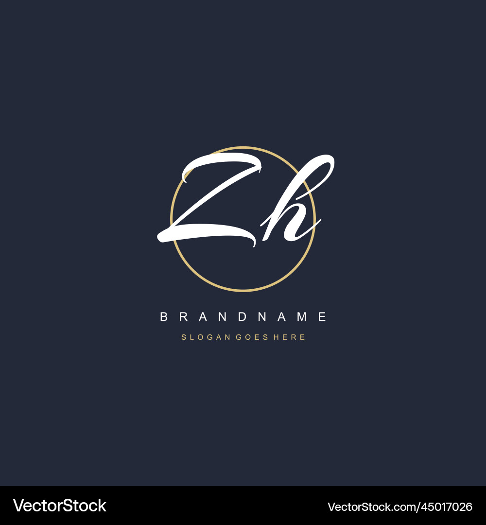 Initial letter zh logo monogram feminine style Vector Image
