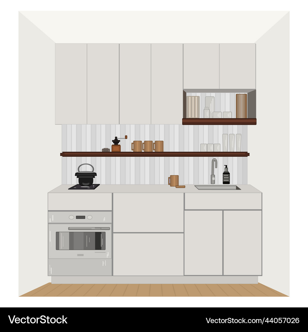 Modern kitchen interior with furniture Royalty Free Vector