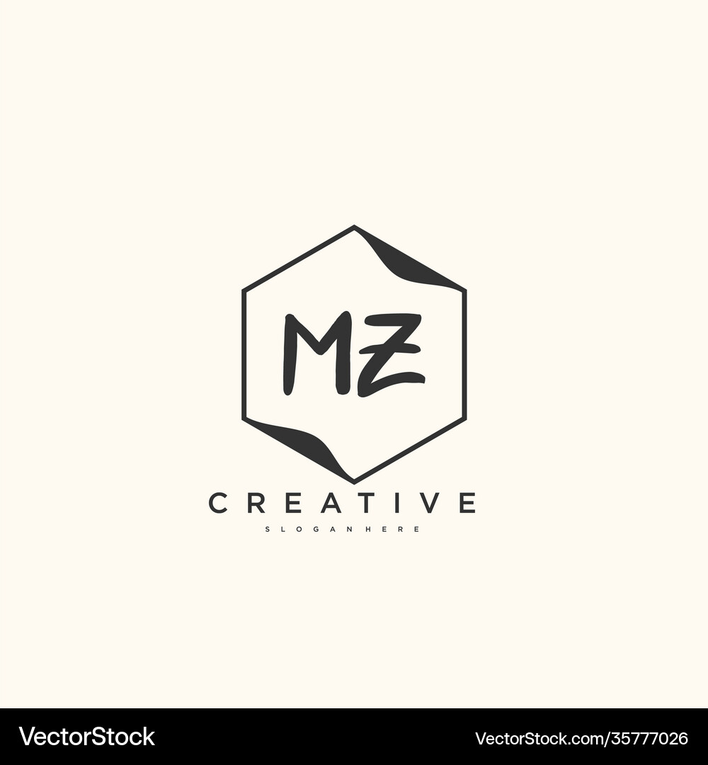 Mz beauty initial logo handwriting logo art Vector Image