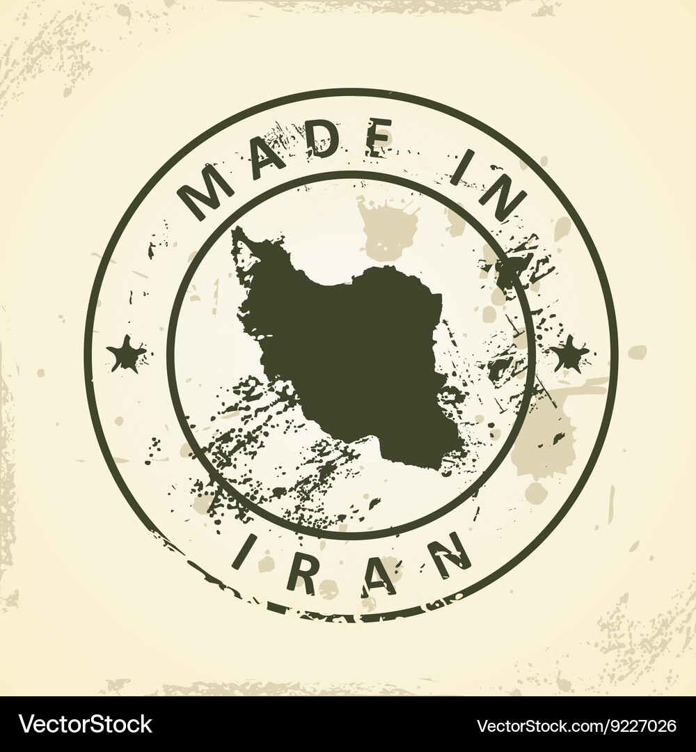 Stamp with map of iran Royalty Free Vector Image