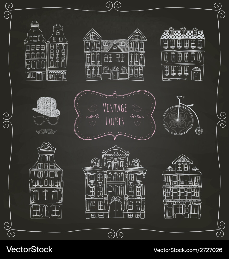 Vintage Old Styled Houses Royalty Free Vector Image