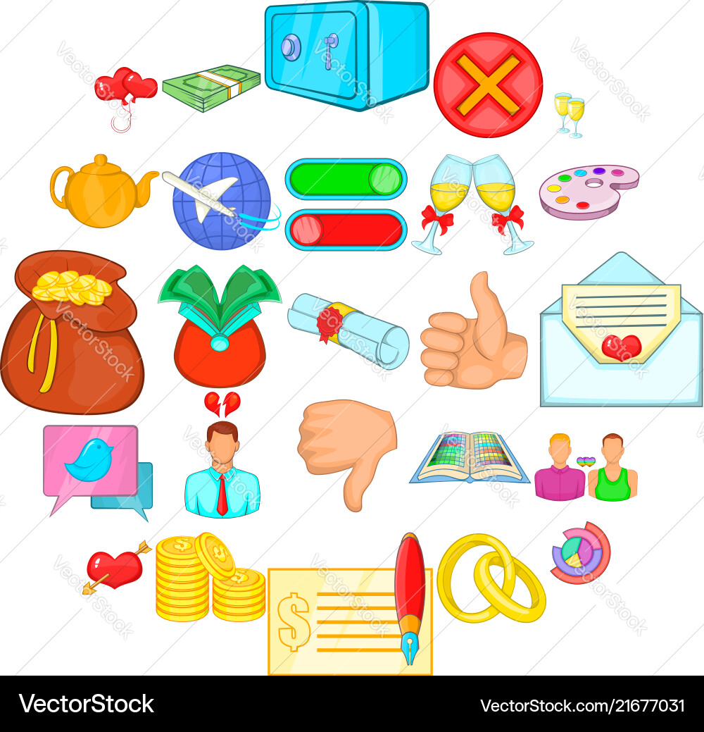 Choice icons set cartoon style Royalty Free Vector Image