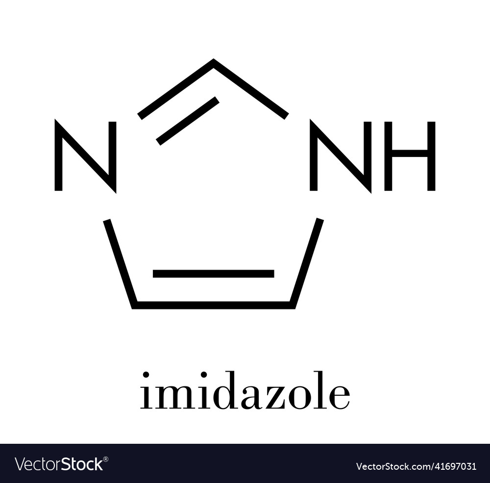 Imidazole organic heterocyclic molecule skeletal Vector Image
