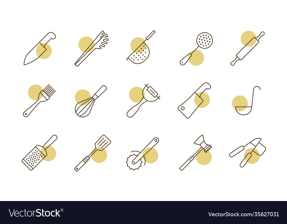 Kitchenware and kitchen icon set Royalty Free Vector Image