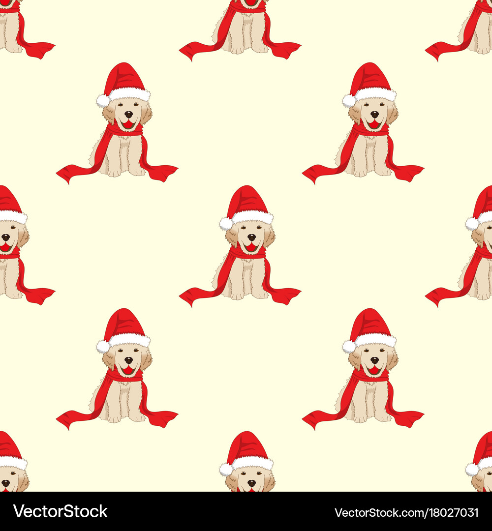 Labrador retriever with santa hat seamless Vector Image