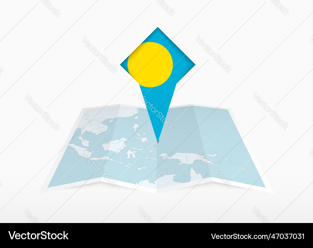 Palau is depicted on a folded paper map Royalty Free Vector