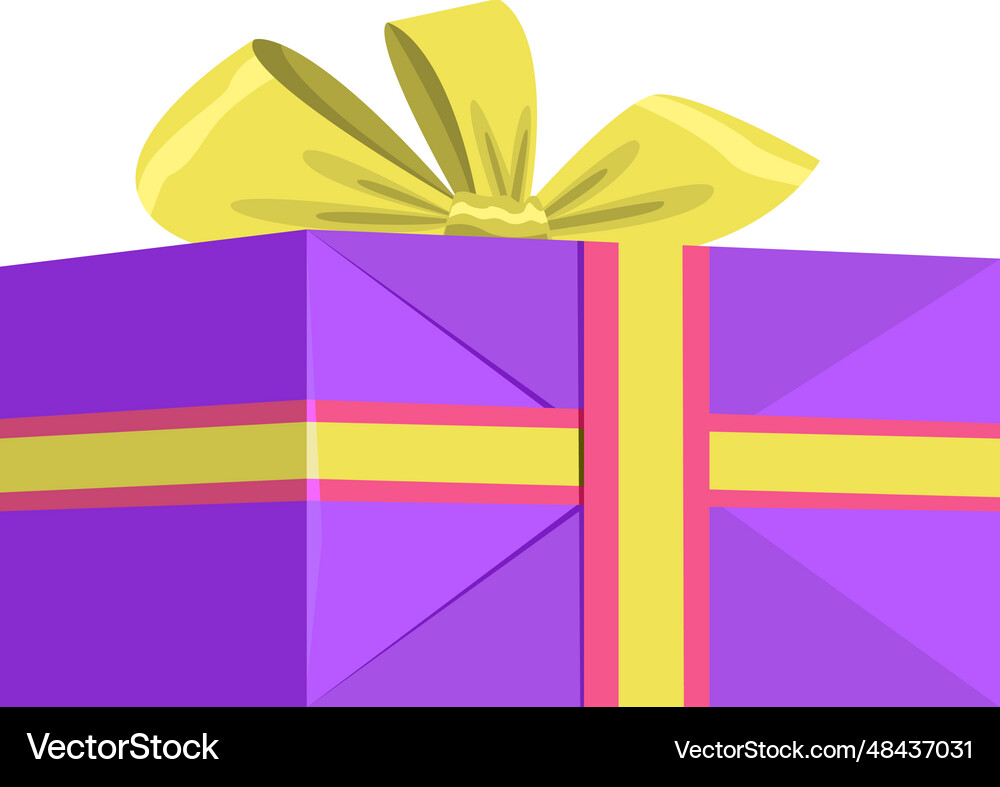 Purple present with yellow ribbon Royalty Free Vector Image