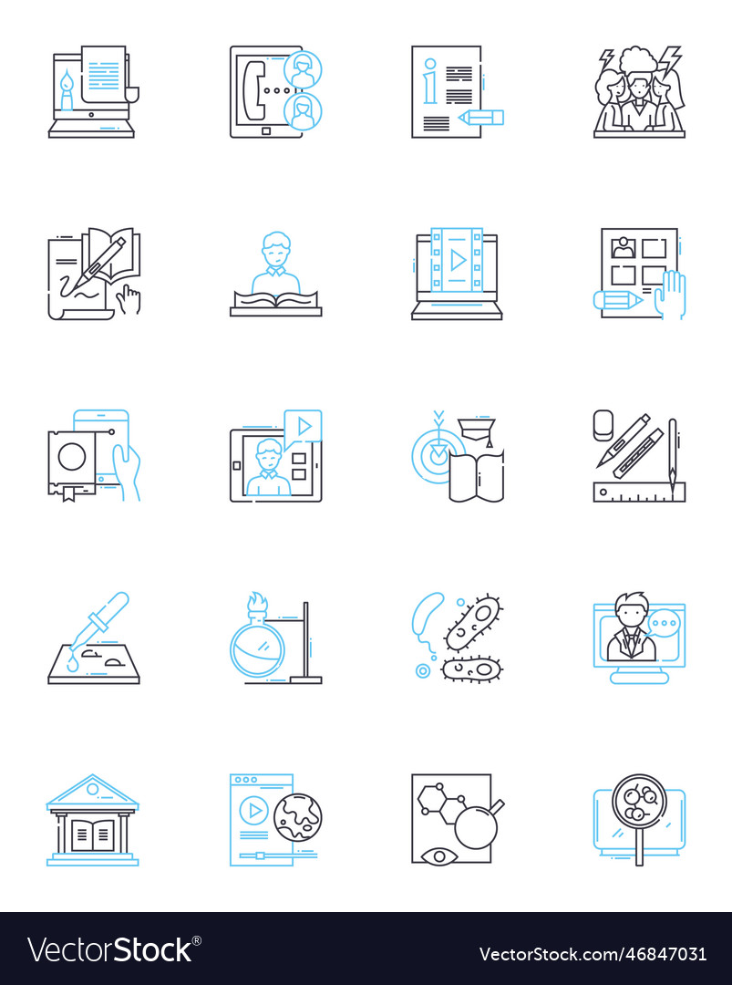 Resource Management Linear Icons Set Allocation Vector Image