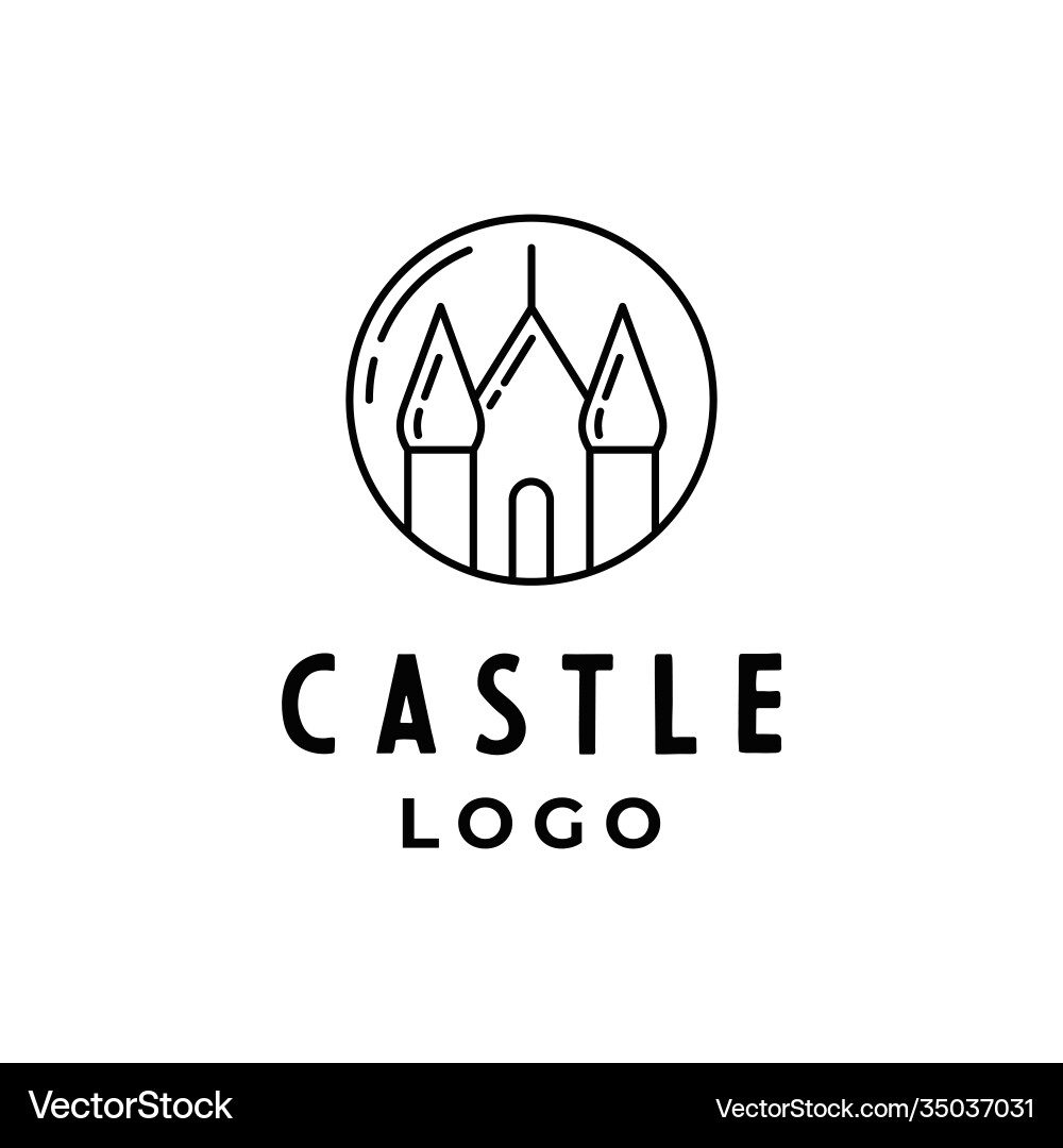 Simple minimalist castle line art logo design Vector Image