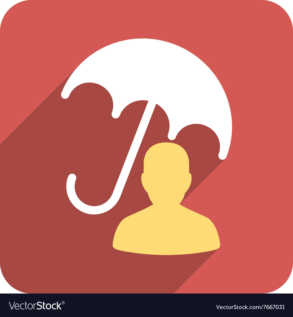 User umbrella protection flat rounded square icon Vector Image User umbrella protection flat rounded square icon Vector Image
