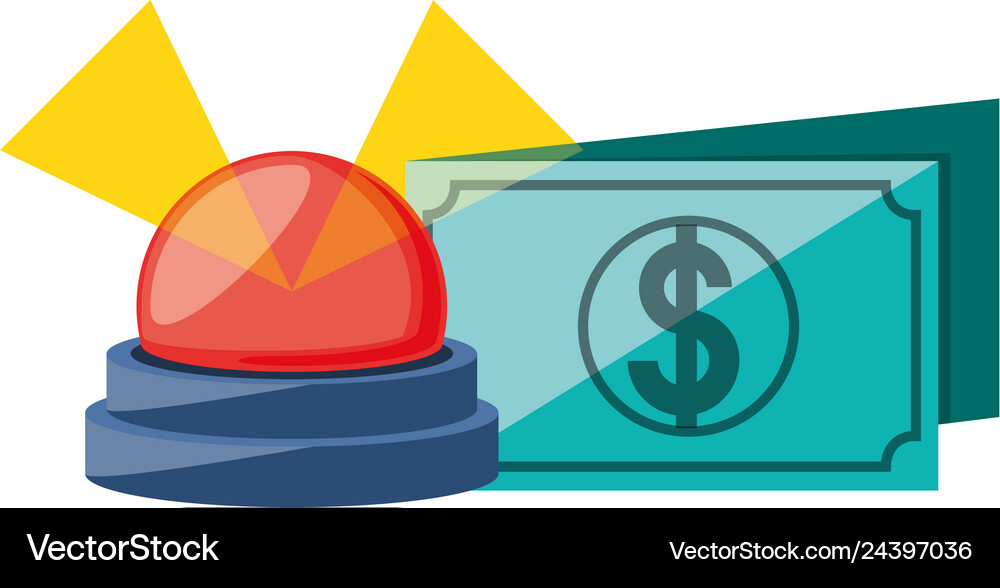 Bill dollar with alarm light emergency Royalty Free Vector
