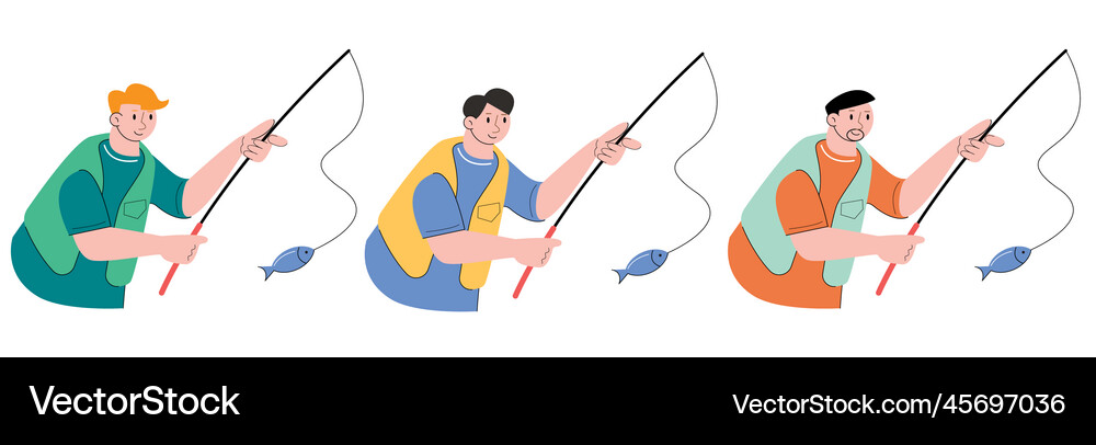 Character people fishing Royalty Free Vector Image