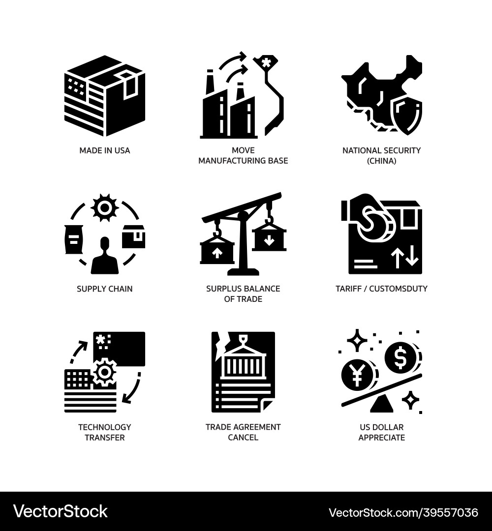 China and us trade war icon set Royalty Free Vector Image