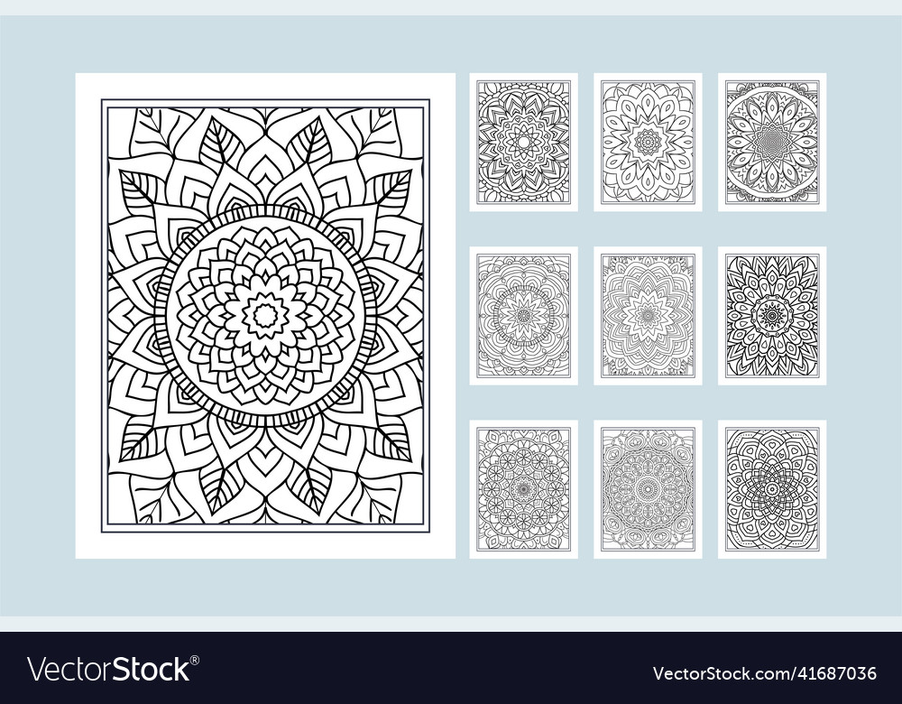 Flower mandala pattern bundle for coloring pages Vector Image