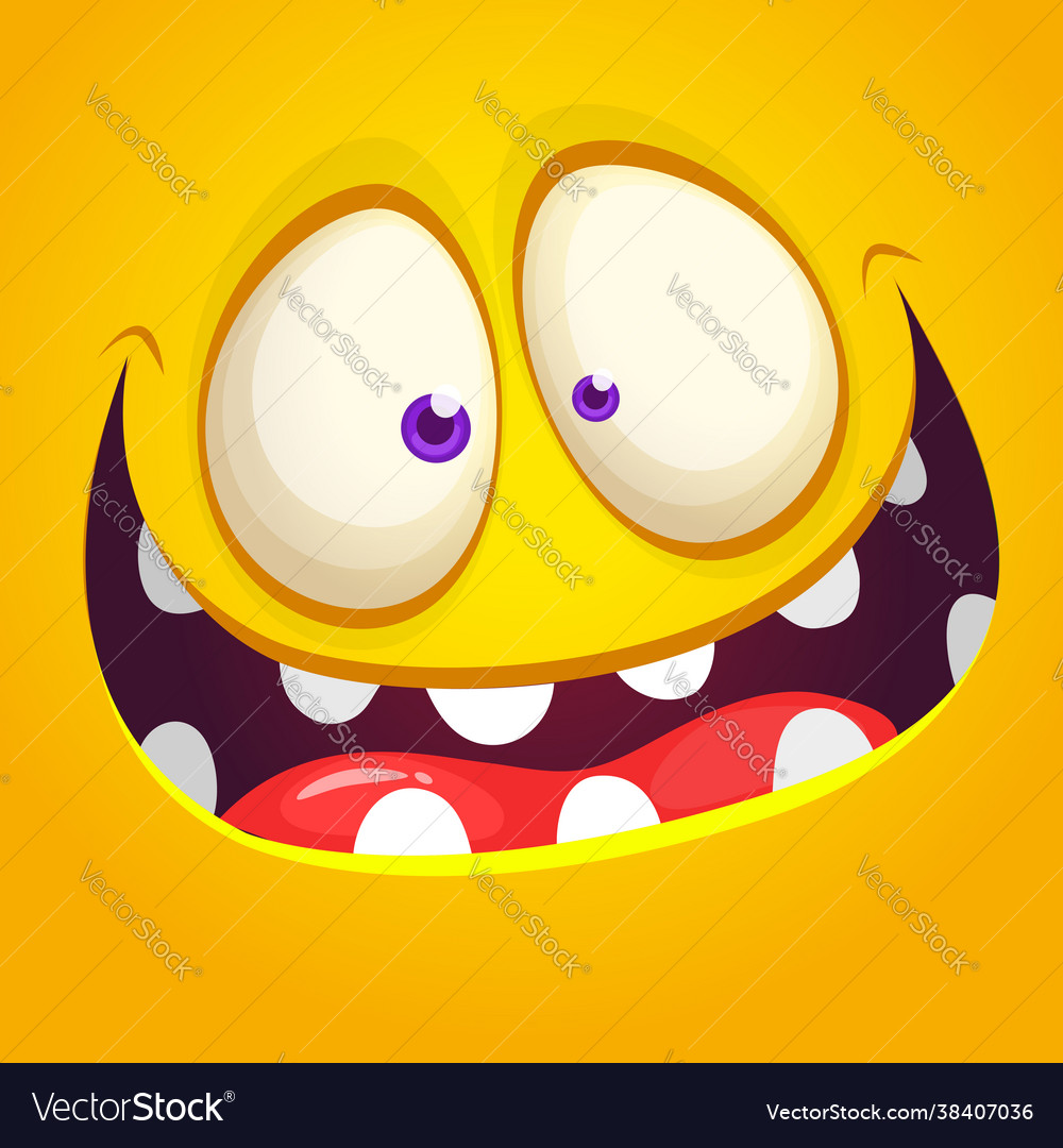Happy cartoon monster face smiling halloween Vector Image