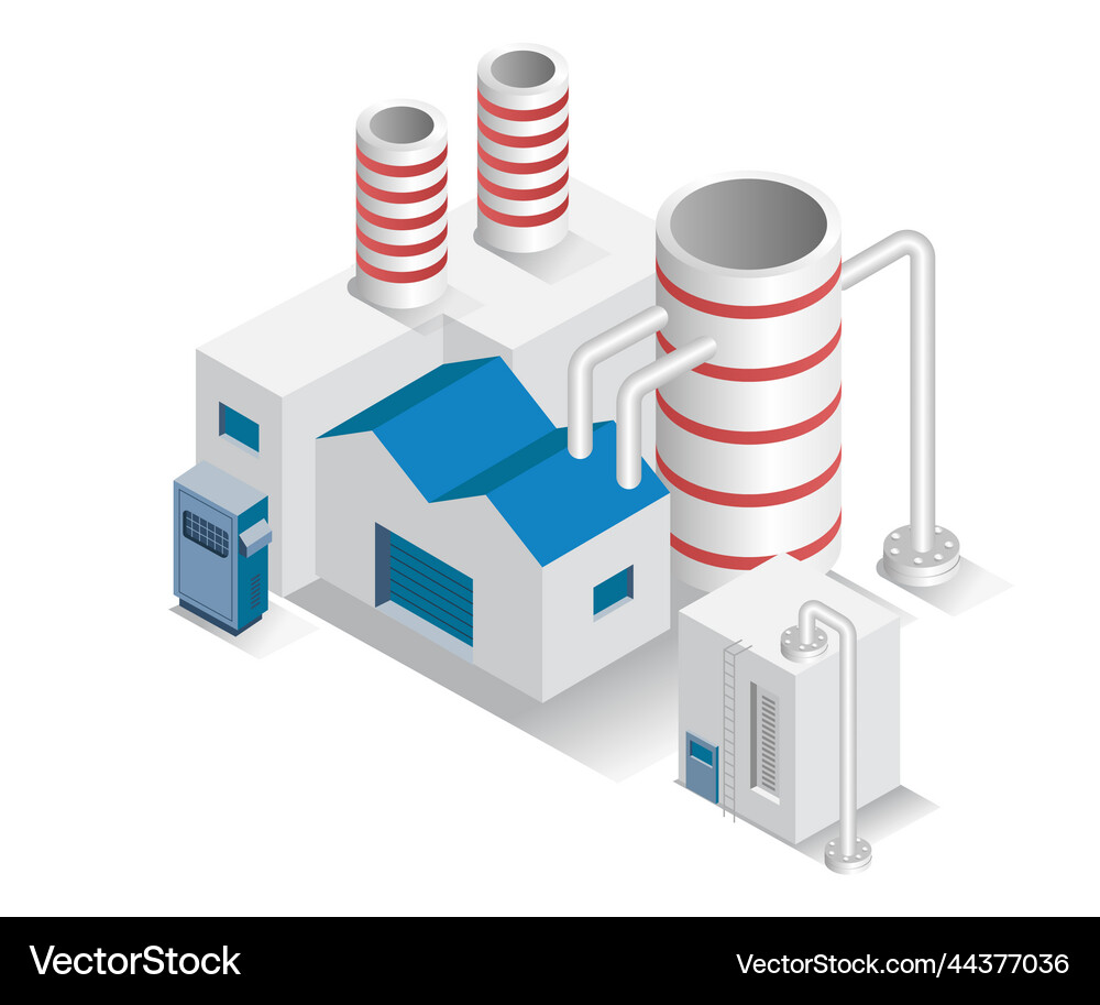 Isometric design concept factory with chimney Vector Image