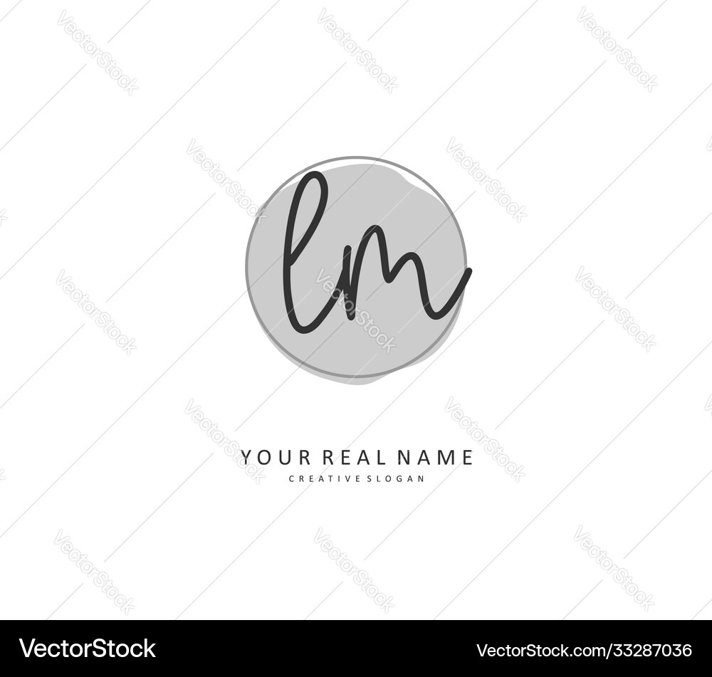 L m lm initial letter handwriting and signature Vector Image