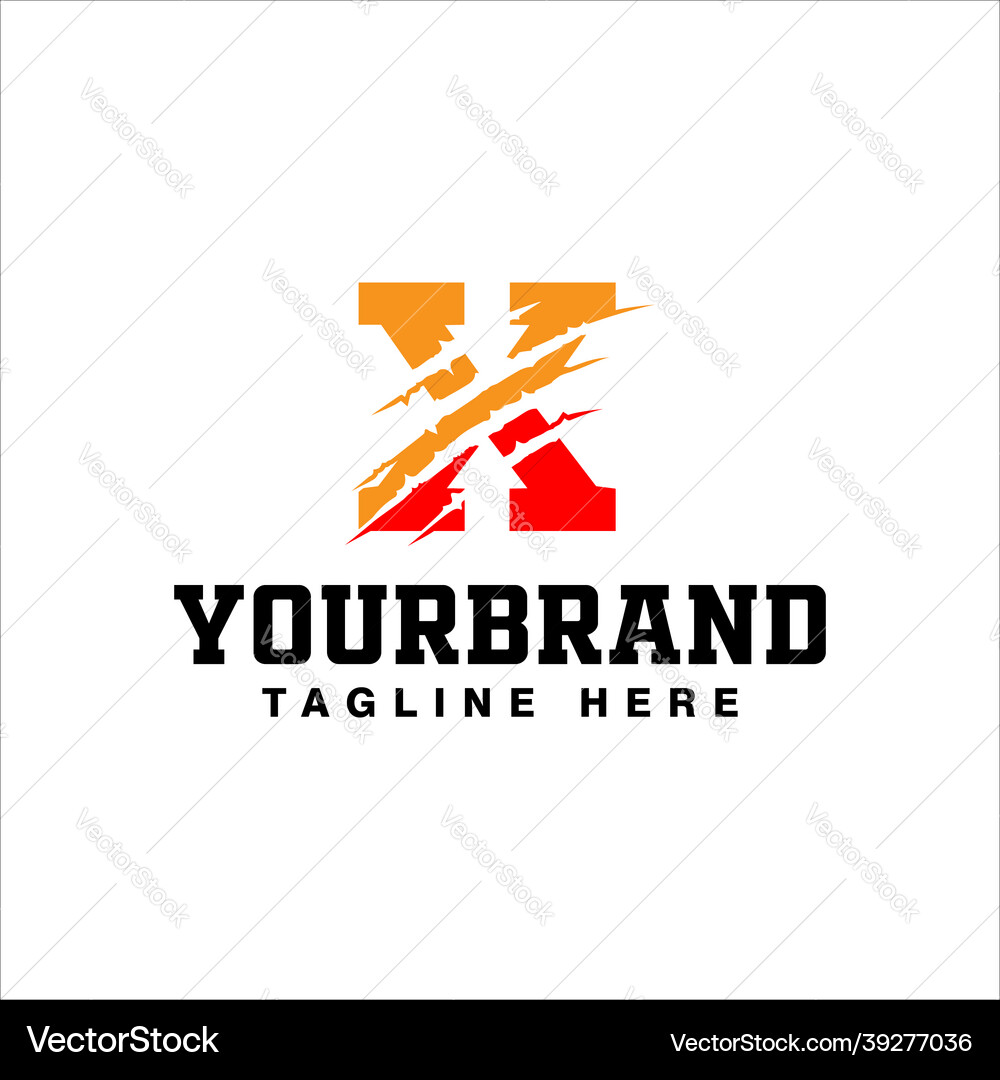 Letter x logo design with yellow red paws Vector Image