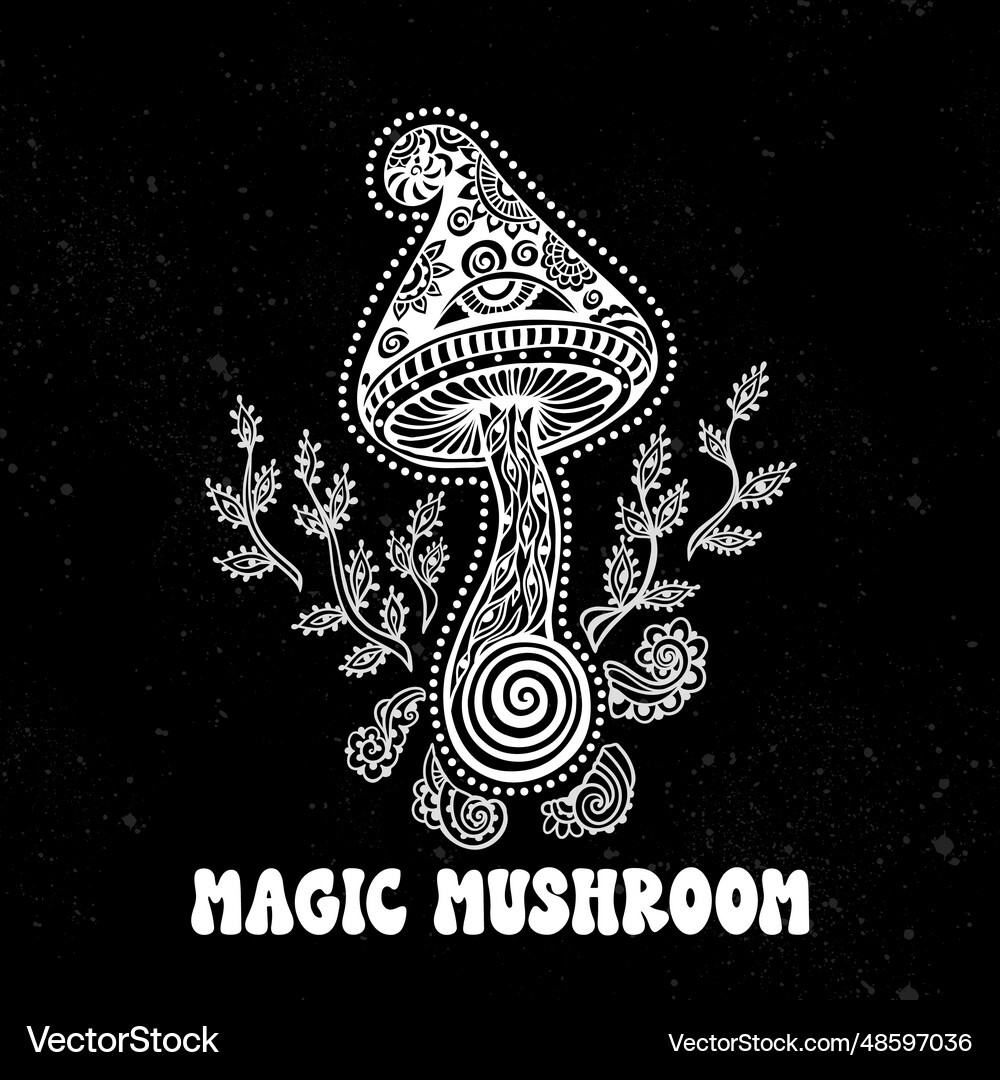 Magic mushrooms mandala psychedelic pattern Vector Image
