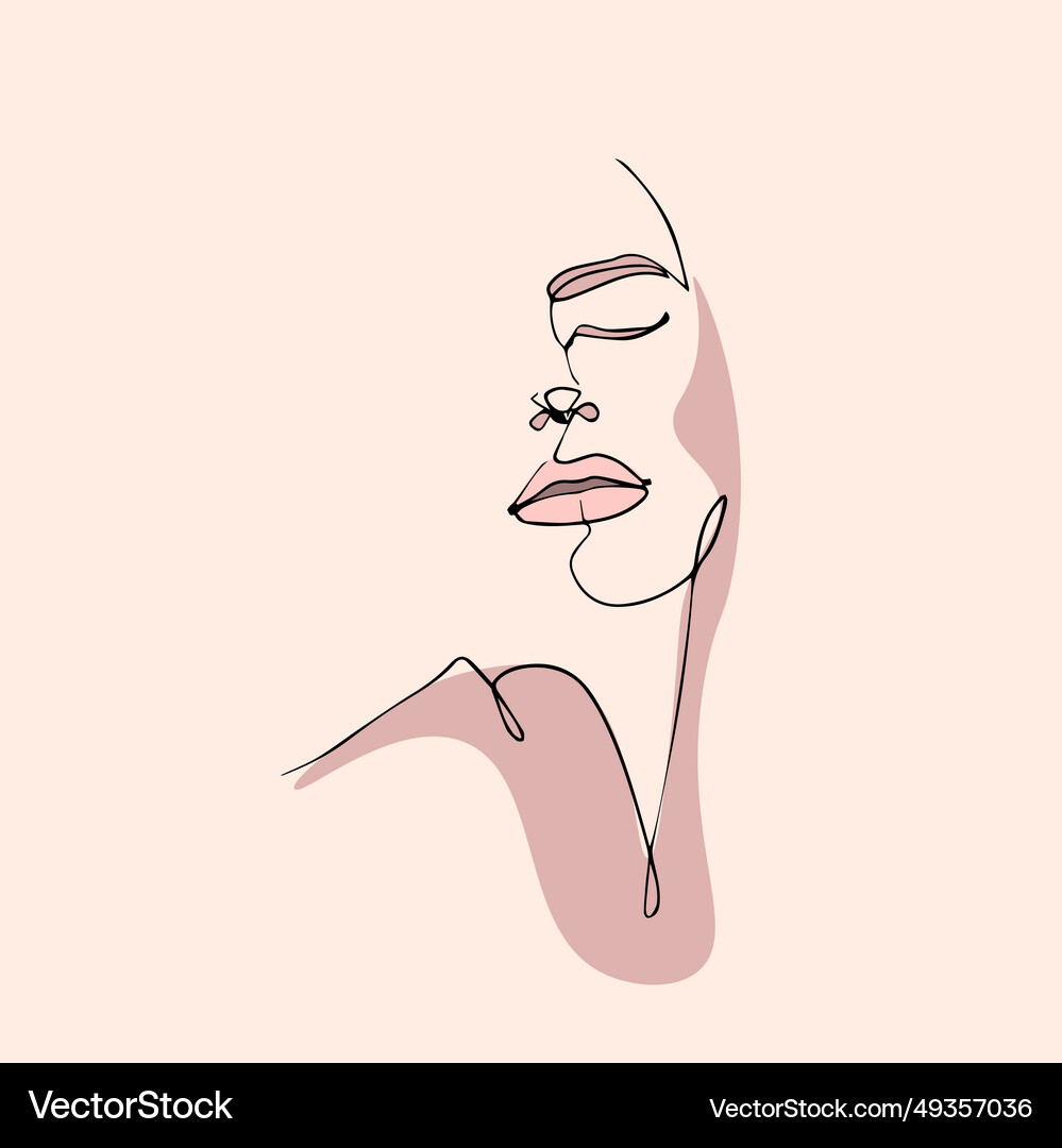 One line drawing of a face Royalty Free Vector Image