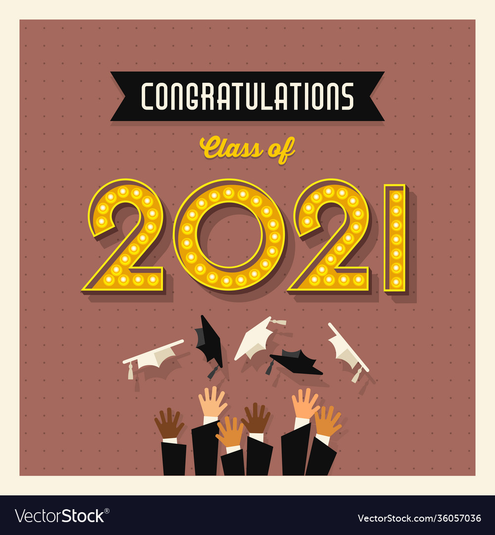 Retro 2021 graduation card or social media design Vector Image