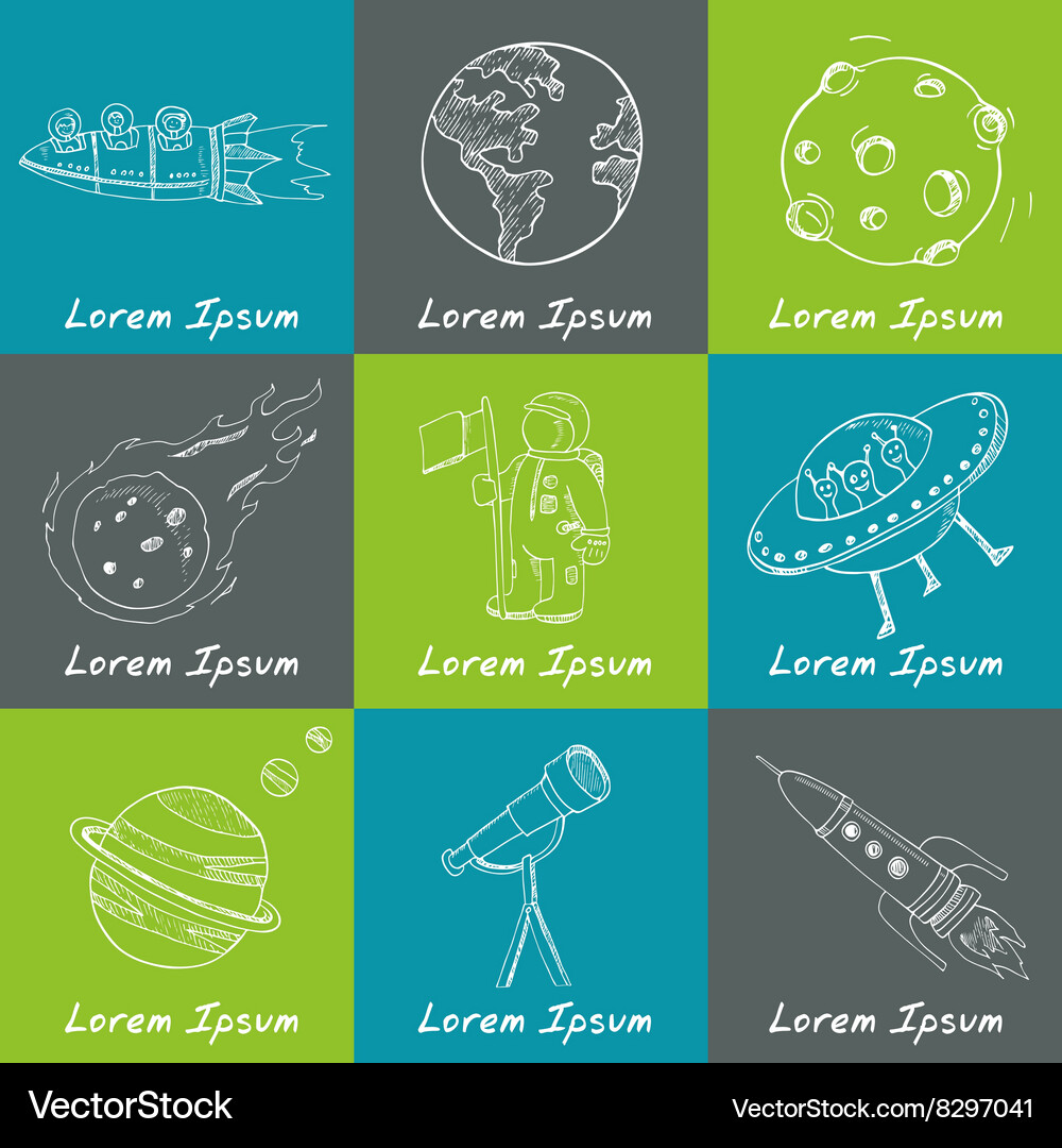 Astronomy hand drawn doodles Stars planet space Vector Image