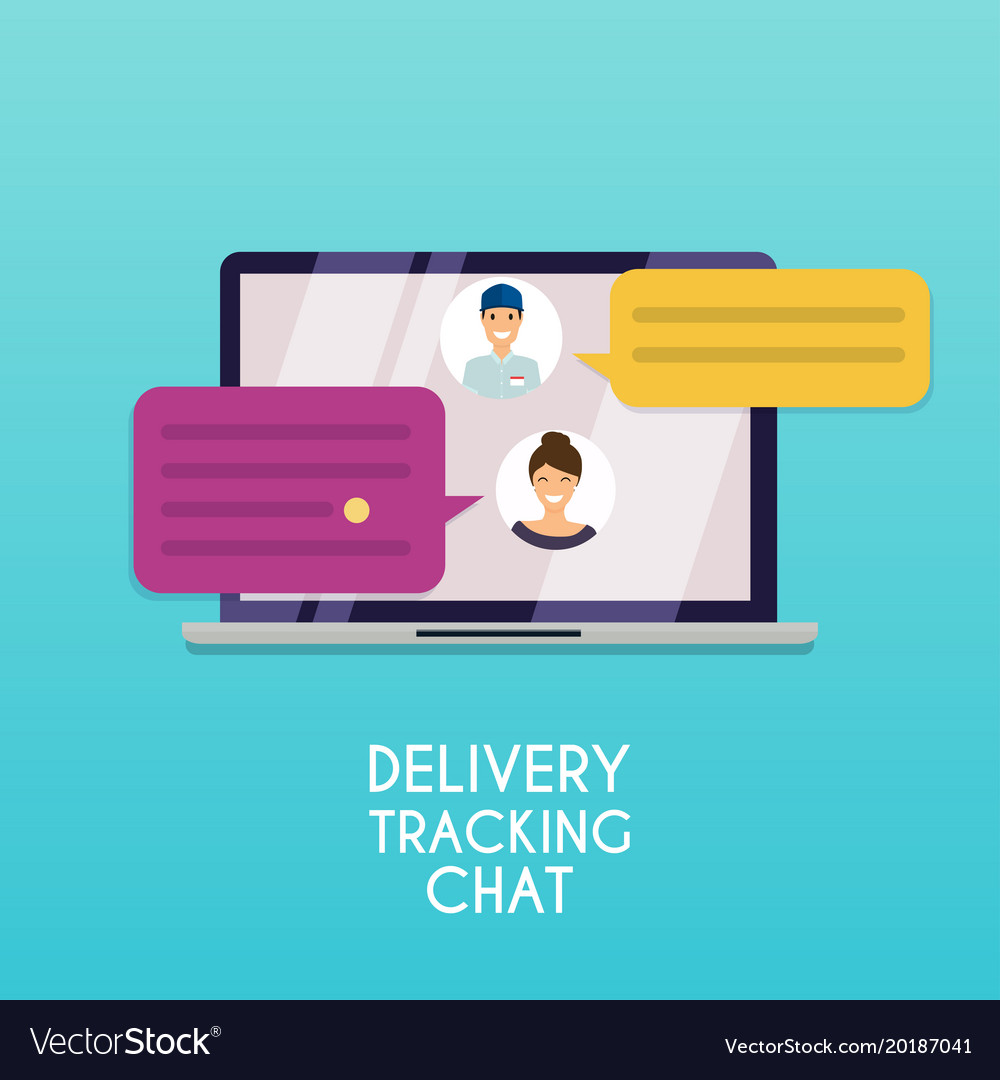 Delivery tracking chat computer with text Vector Image