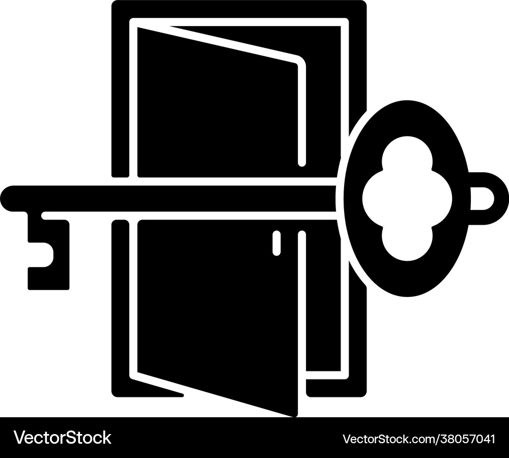 Finding key to get out black glyph icon Royalty Free Vector