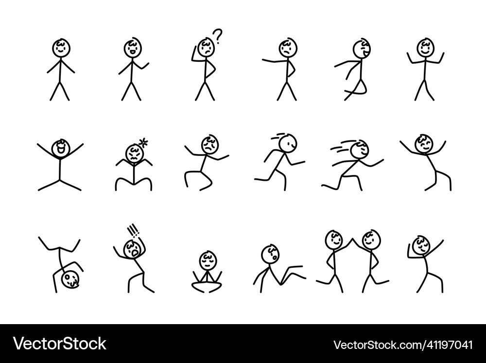 Hand drawn stickman set Royalty Free Vector Image