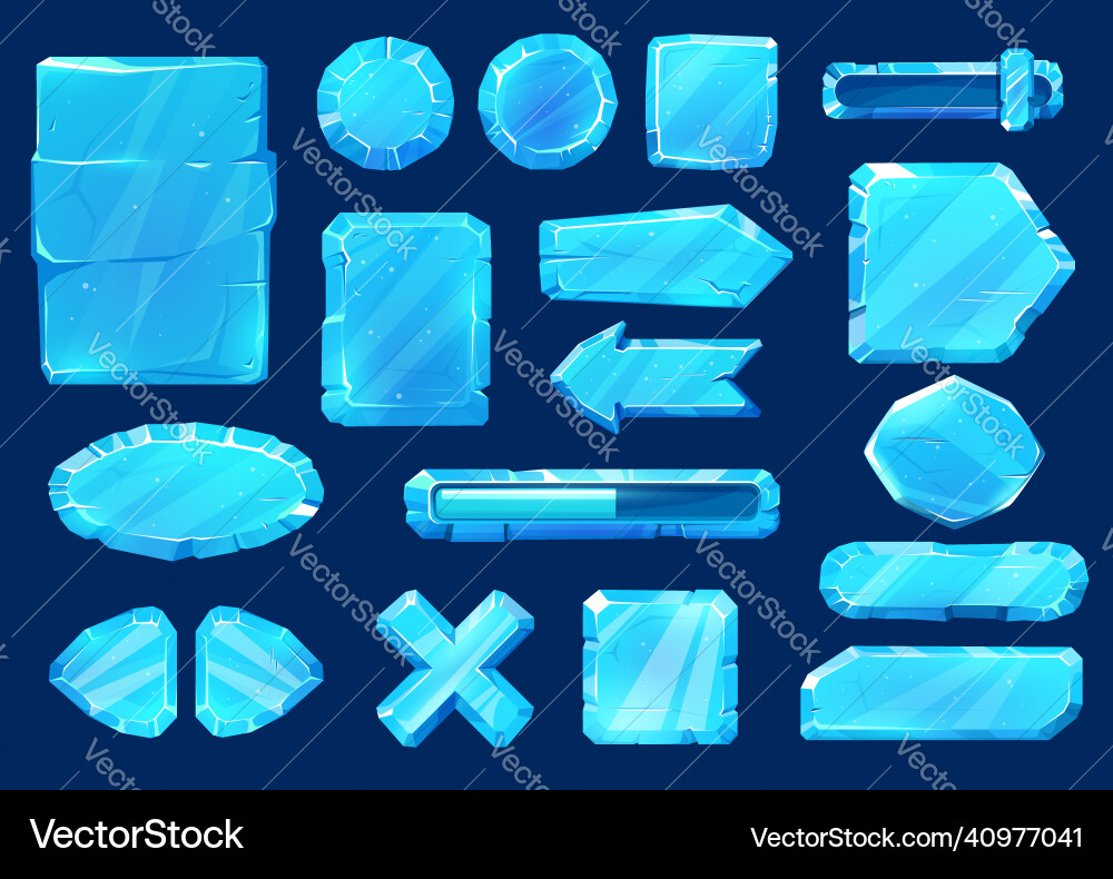 Ice crystal user panel interface buttons ui set Vector Image